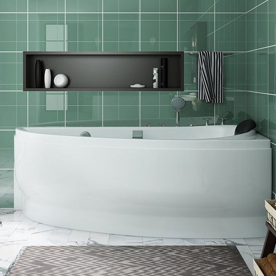 Free Form Bathroom Soaking Bathtub Back to Wall with Drain Tub - Clearhalo