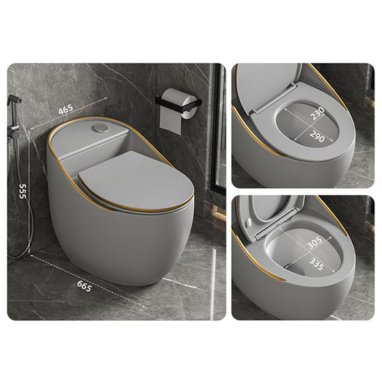 Concealed Tank Flush Toilet Modern One-Piece Toilet with Slow Close ...
