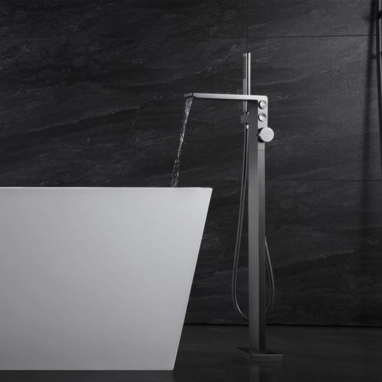 Modern Freestanding Faucet Copper with Risers and Handheld Shower Tub ...