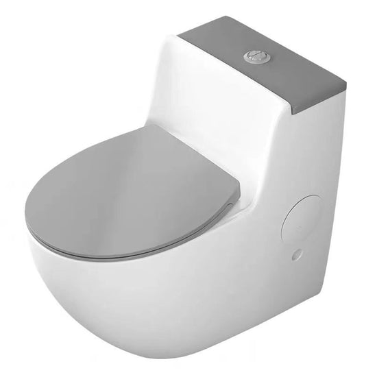 Modern Elongated Toilet Bowl Siphon Jet Flush Toilet with Seat - Clearhalo