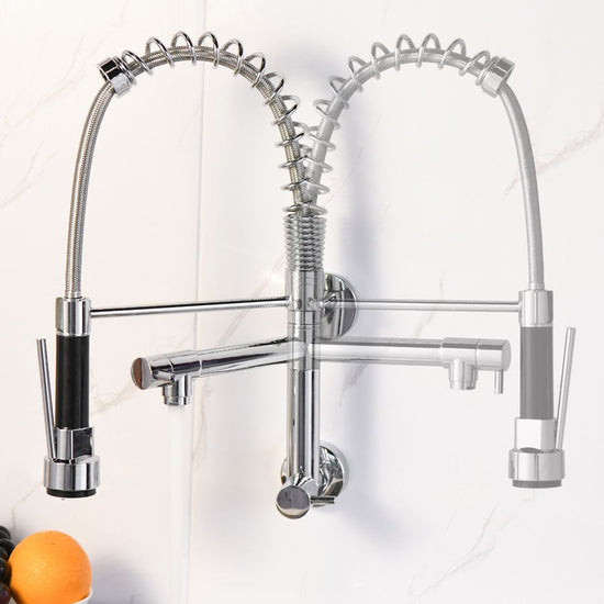 Modern Kitchen Faucet Spring Spout 1-Hole Bar Faucet in Silver - Clearhalo