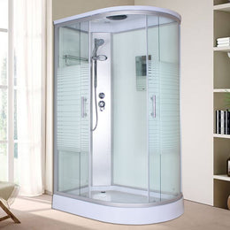 Corner Tempered Glass Shower Stall Home Round Double Sliding Shower ...