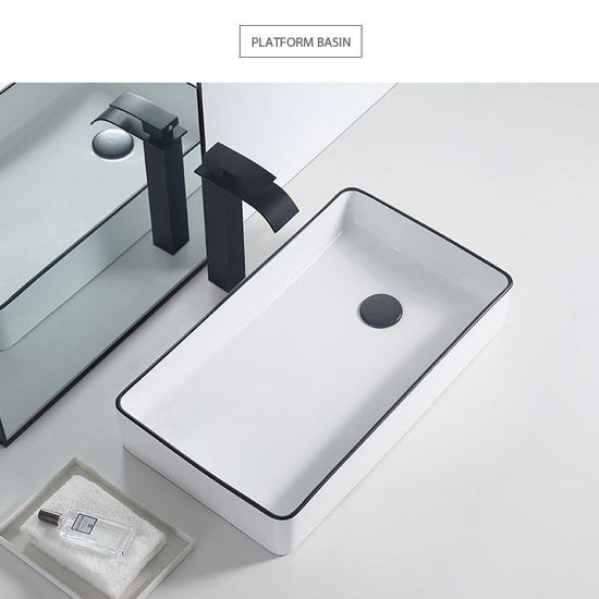 Modern Porcelain Trough Sink White Trough Sink With Basin, and Faucet ...