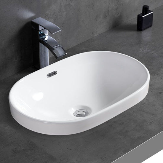 Contemporary Bathroom Sink with Overflow Porcelain Round Vessel ...