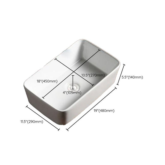 Modern Bathroom Sink Porcelain Rectangular with Drain Assembly Vessel ...