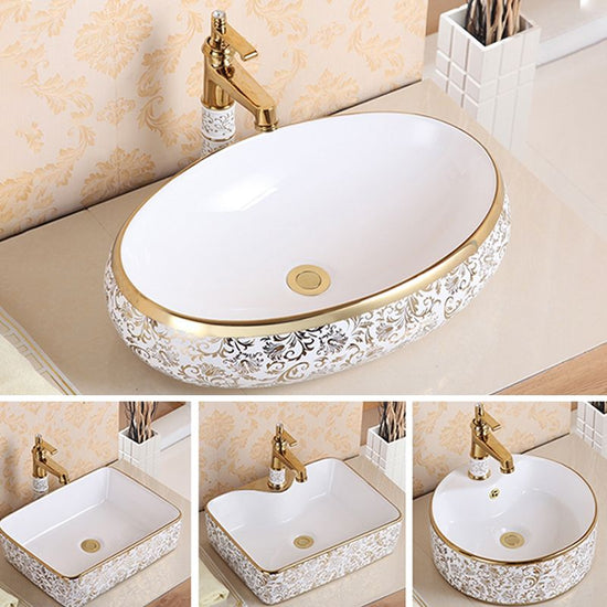 Traditional Vessel Sink Oval Porcelain with Pop-Up Drain Vessel ...