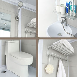 Modern Shower Stall Tempered Glass with Towel Bar Single Sliding Shower ...