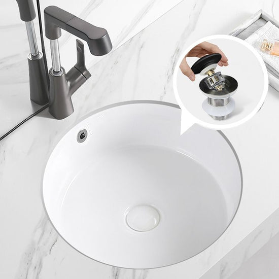 Modern Vessel Lavatory Sink Round Porcelain with Overflow Undermount ...