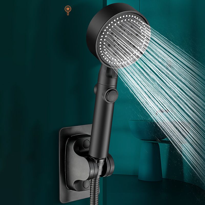 Classic Shower Head Adjustable Spray Pattern Round Shower Head in Black ...