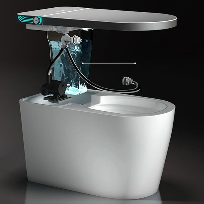 Contemporary Siphon Jet Toilet Bowl Polished Finish All-In-One Toilet ...
