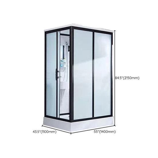 Framed Tempered Glass Shower Kit with Base Included Framed Shower Stall ...