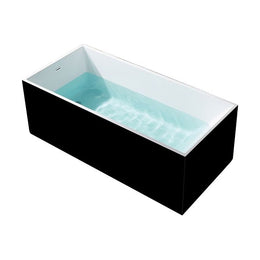 Modern Rectangle Acrylic Bathtub Freestand Soaking Bathtub with Drain ...