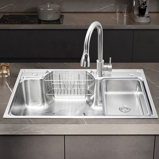 Contemporary Kitchen Sink Set Stainless Steel Friction Resistant ...