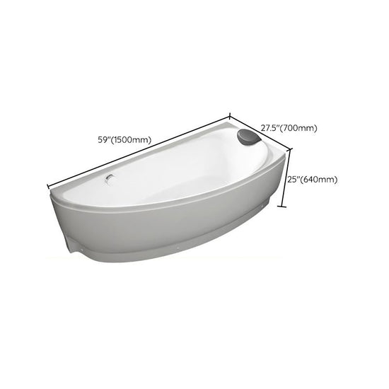 Modern Corner Bath Back to Wall Acrylic Soaking White Bathtub - Clearhalo