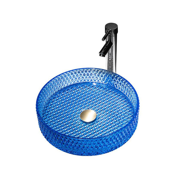 Modern Vessel Bathroom Sink Round Glass with Faucet and with Pop-Up ...
