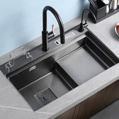 Stainless Steel Rectangle Sink 2 Holes Drop-In Kitchen Sink with Drain ...