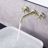 Glam Centerset Faucet Brass Cross Handles 3 Holes Wall Mounted Bathroom ...