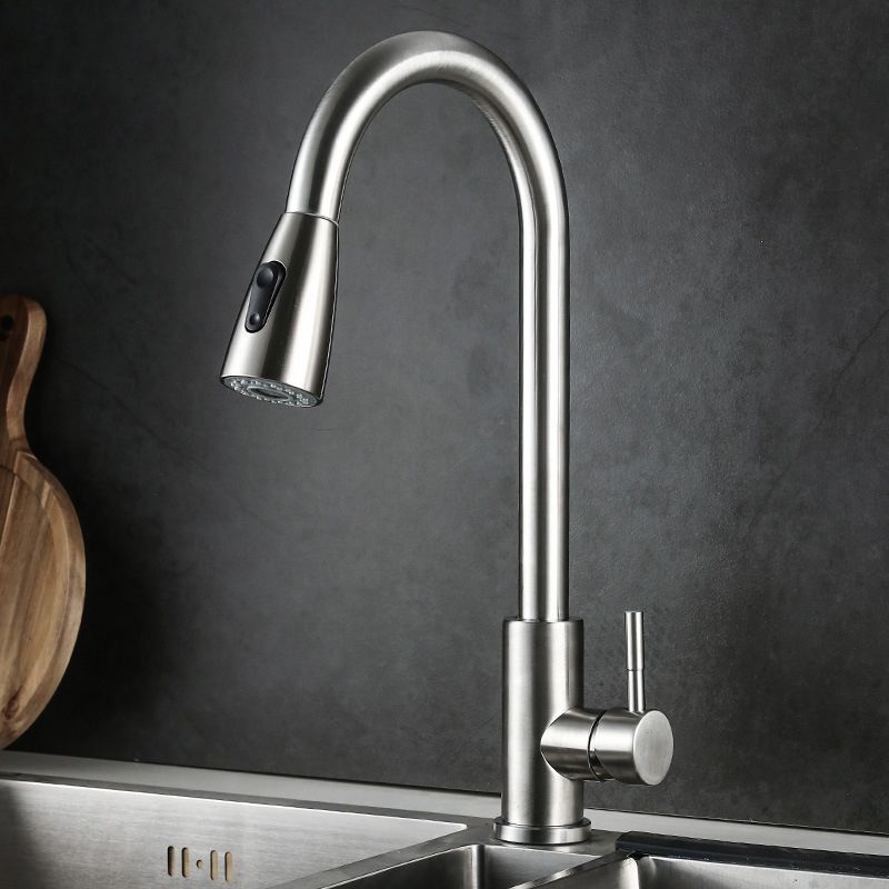 Pull Down Spout Kitchen Faucet One Handle Kitchen Sink Faucet with Pull ...