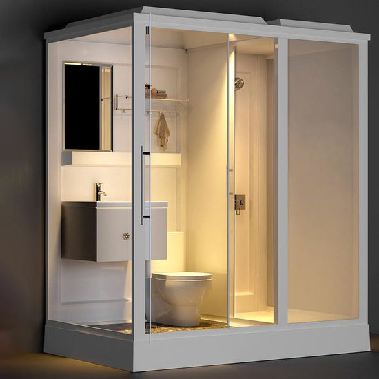 Contemporary Rectangle Shower Stall Clear Framed Shower Stall with ...