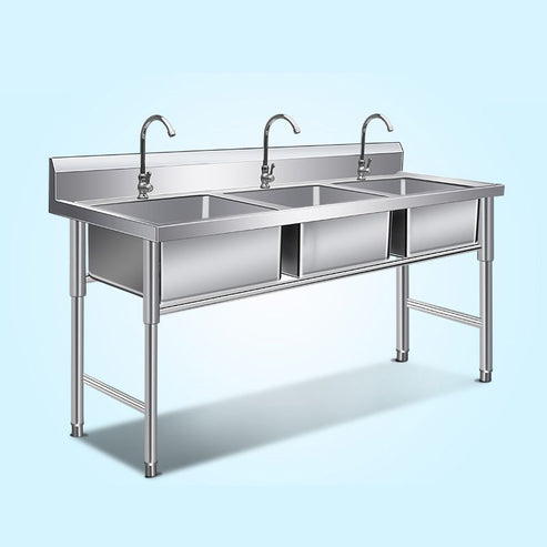 Basic Kitchen Sink Rectangular Workstation Sink with Faucets - Clearhalo