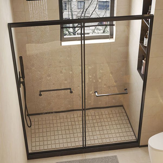 Frame Metal Double Sliding Shower Bath Door 78.7 High Clear Shower Door ...