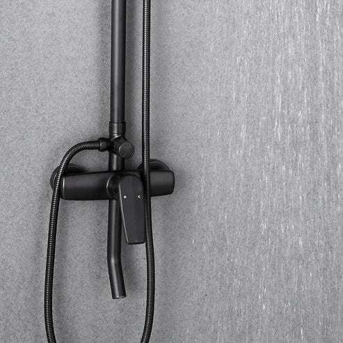 Black Shower Set Round Swivel Faucet Lever Handle Two Shower Head ...