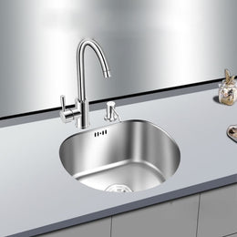 Round Kitchen Sink Stainless Steel Drop-In Basket Strainer Kitchen Sink ...