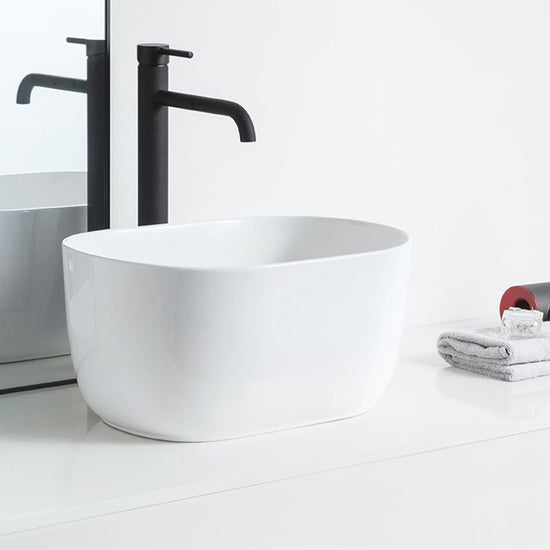 Modern Vessel Lavatory Sink Oval Porcelain with Pop-Up Drain Vessel ...