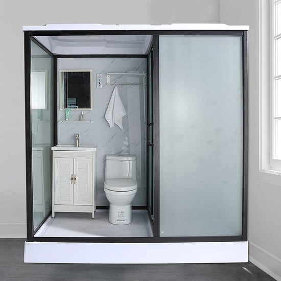 Contemporary Shower Enclosure Frosted Framed Shower Enclosure - Clearhalo