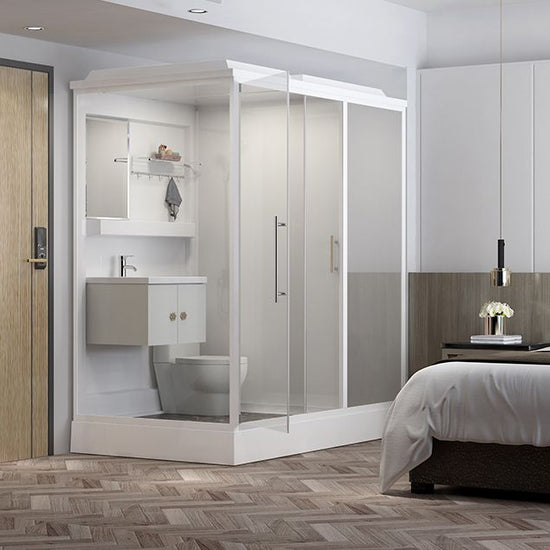 Contemporary Rectangle Shower Stall Clear Framed Shower Stall with ...