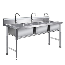 Basic Kitchen Sink Rectangular Workstation Sink with Faucets - Clearhalo