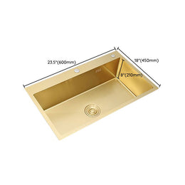 Retangle Drop-in Sink Stainless Steel Single Bowl Golden Kitchen Sink ...