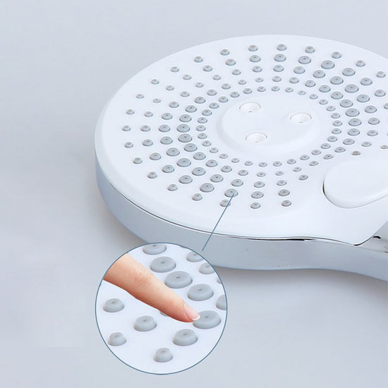 Basic Shower Head Round Plastic Handheld Shower Head in Silver - Clearhalo