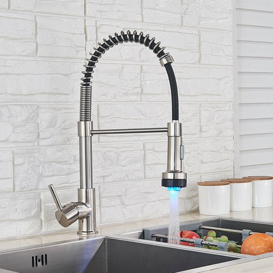 Brass Spring Spout Kitchen Faucet with Single Handle Kitchen Faucet ...