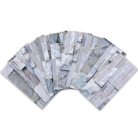 Modern Grey PVC Peel and Stick Tiles Rectangular Stacked Stone Mosaic ...