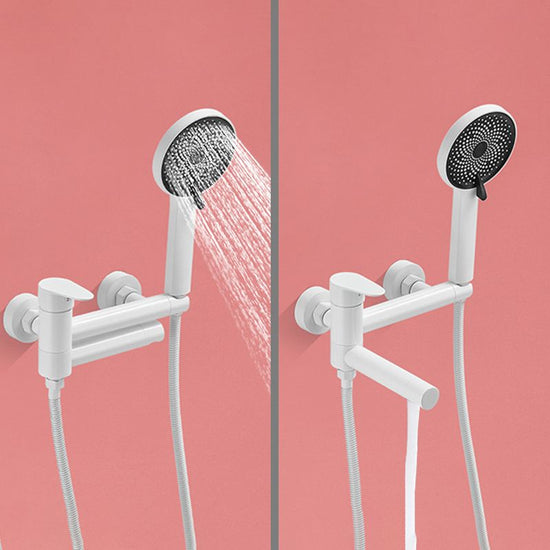 Lever Handle Shower Faucet Single Hand Shower with Shower Hose - Clearhalo