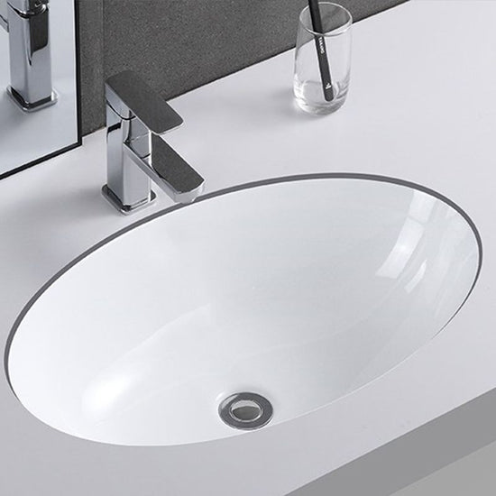 Traditional Undermount Vanity Sink Rectangular Porcelain with Pop-Up ...