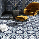 Blue Vintage Pattern Wall Tiles Natural Stone Rectangular Tiles - Clearhalo