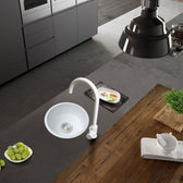 Basic Bar Sink Stainless Steel Round White Kitchen Sink with Faucet ...