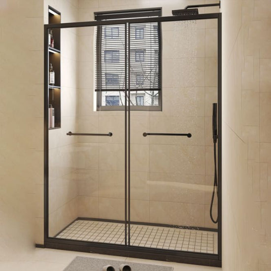 Frame Metal Double Sliding Shower Bath Door 78.7 High Clear Shower Door ...