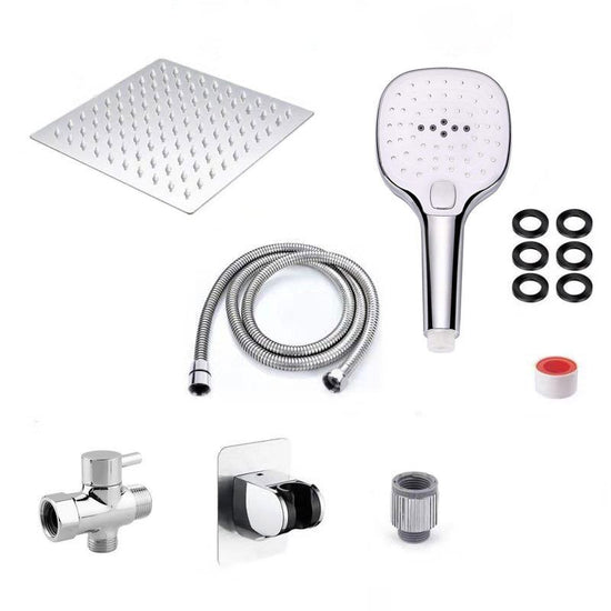 Traditional Dual Shower Head Square Wall Mounted Dual Shower - Clearhalo