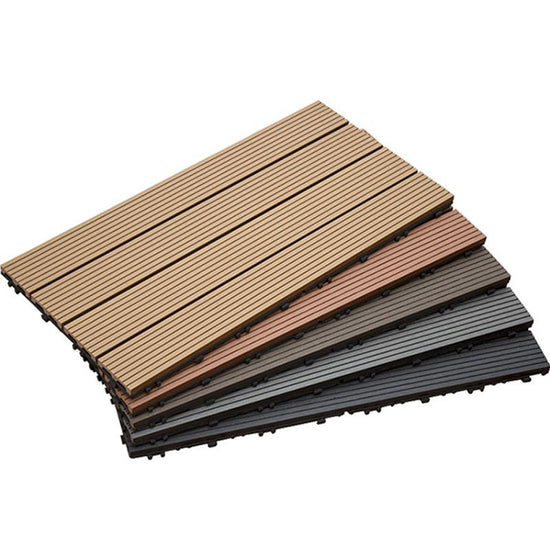 Polypropylene Deck Tile Kit 4-Slat Interlocking Patio Tiles Outdoor ...