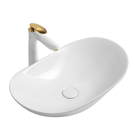 Luxury Bathroom Sink Ceramic Oval White Basin Drain Assembly Bathroom ...