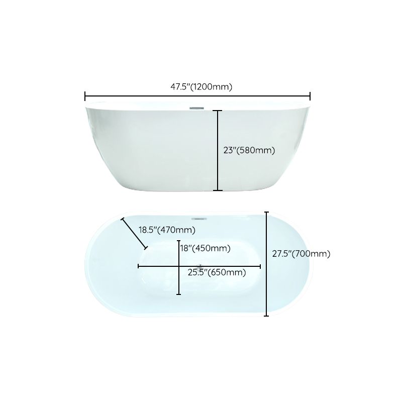 Modern White Oval Bath Tub Drain and Overflow Trim Tub in Bathroom ...
