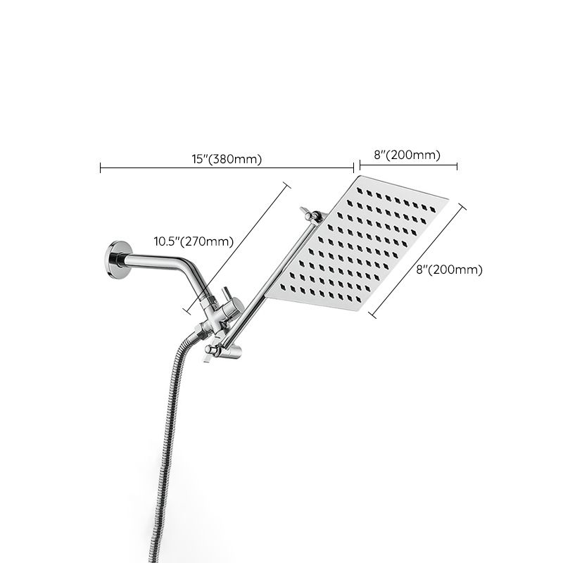 Silver Square Fixed Shower Head Modern Style Wall-Mount Showerhead ...