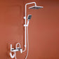 White Shower System Adjustable Spray Pattern Shower Arm Square Wall ...