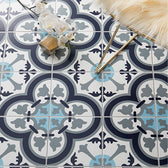 Blue Vintage Pattern Wall Tiles Natural Stone Rectangular Tiles - Clearhalo