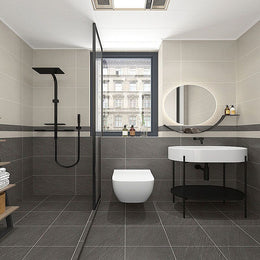 Black Rectangle Tile No Pattern Matte Cement Singular Tile for Bathroom ...