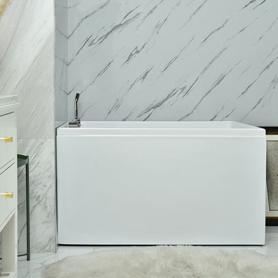 Freestanding Acrylic Rectangular Bath Soaking Center White Bathtub ...