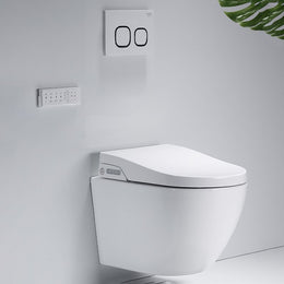 Modern Wall Mounted Bidet Foot Sensor White Temperature Control - Clearhalo